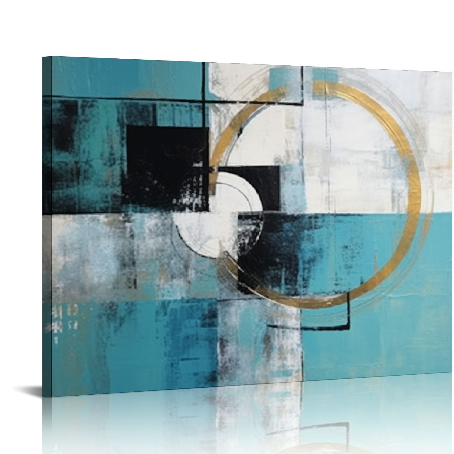 Kenll Abstract Canvas Wall Art Blue Teal for Living Room Bedroom Office ...