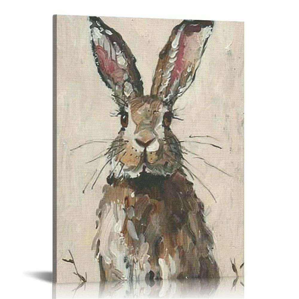 Pleoo Brown European Rabbit Hare Portrait Painting, Gallery Wrapped ...